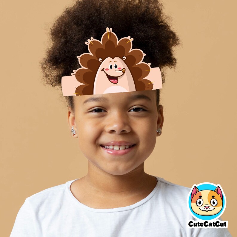 Hedgehog Paper Crown Printable for Kids, Hedgehog Hat Fun Kids Craft ...
