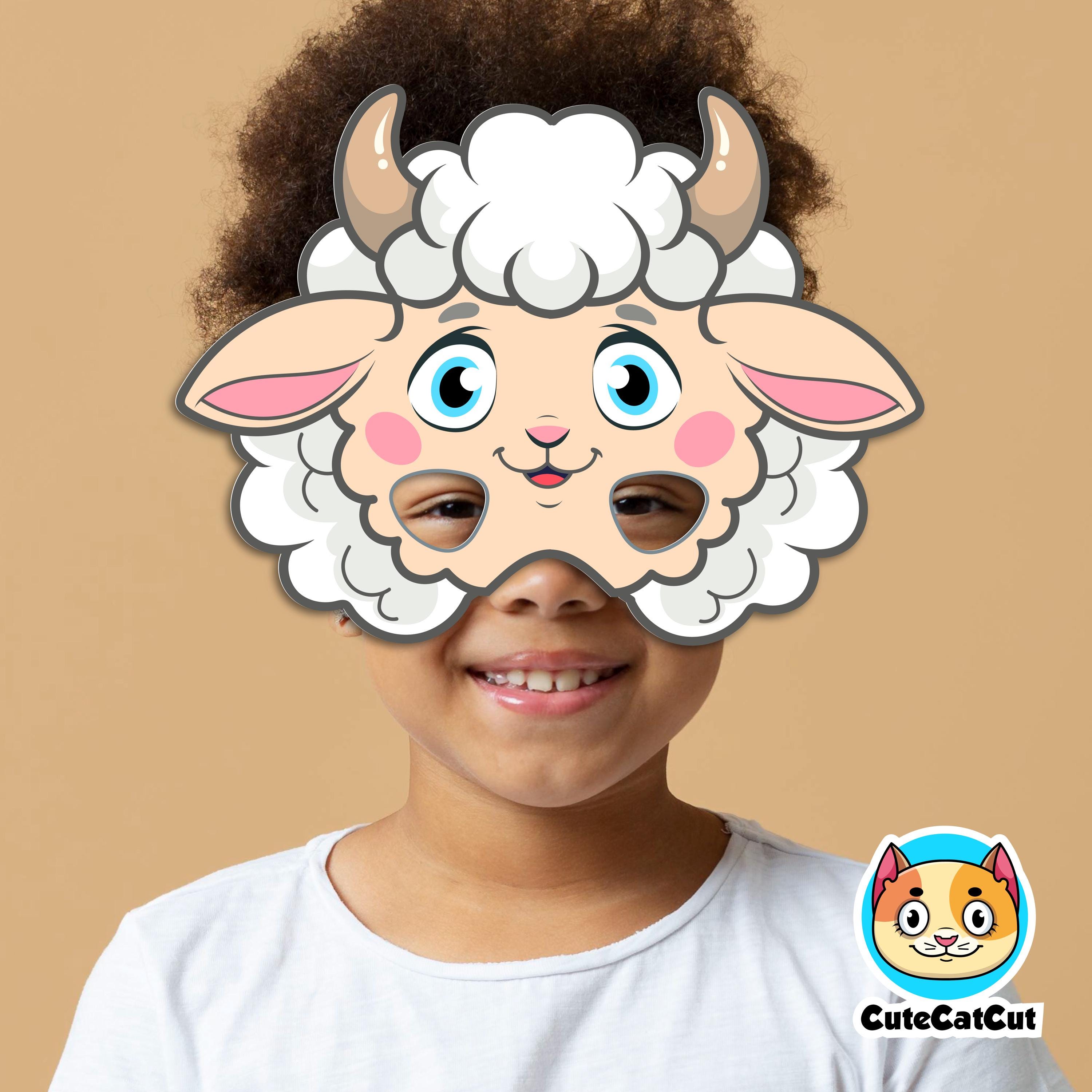 Sheep Paper Mask Printable for Kids, Toddler Activity, Farm Animals ...