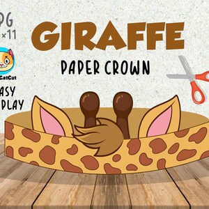 Giraffe Headband, Giraffe Paper Crown, Giraffe Ears Paper Crown Party ...