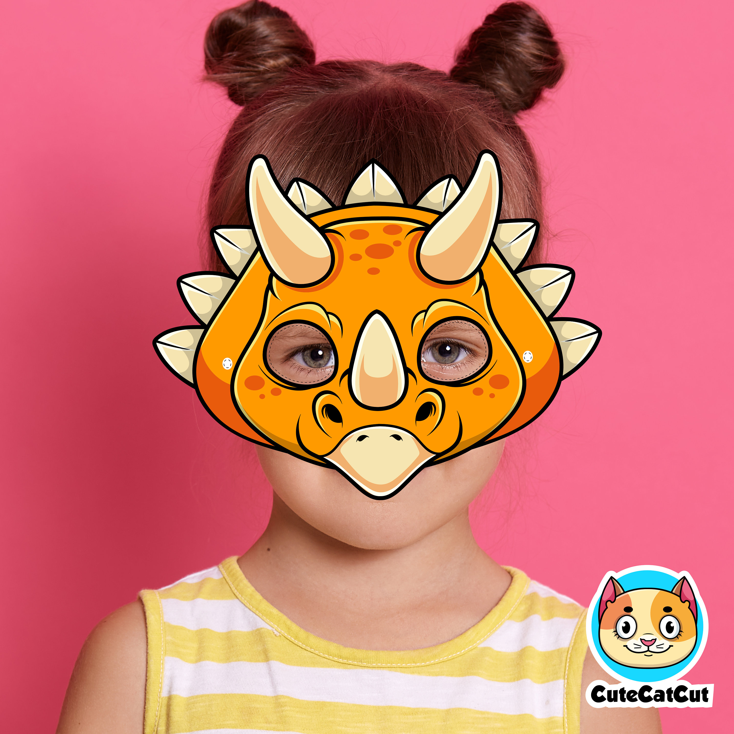 Dinosaur Mask Printable for Kids, Triceratops Mask, Toddler Activity ...
