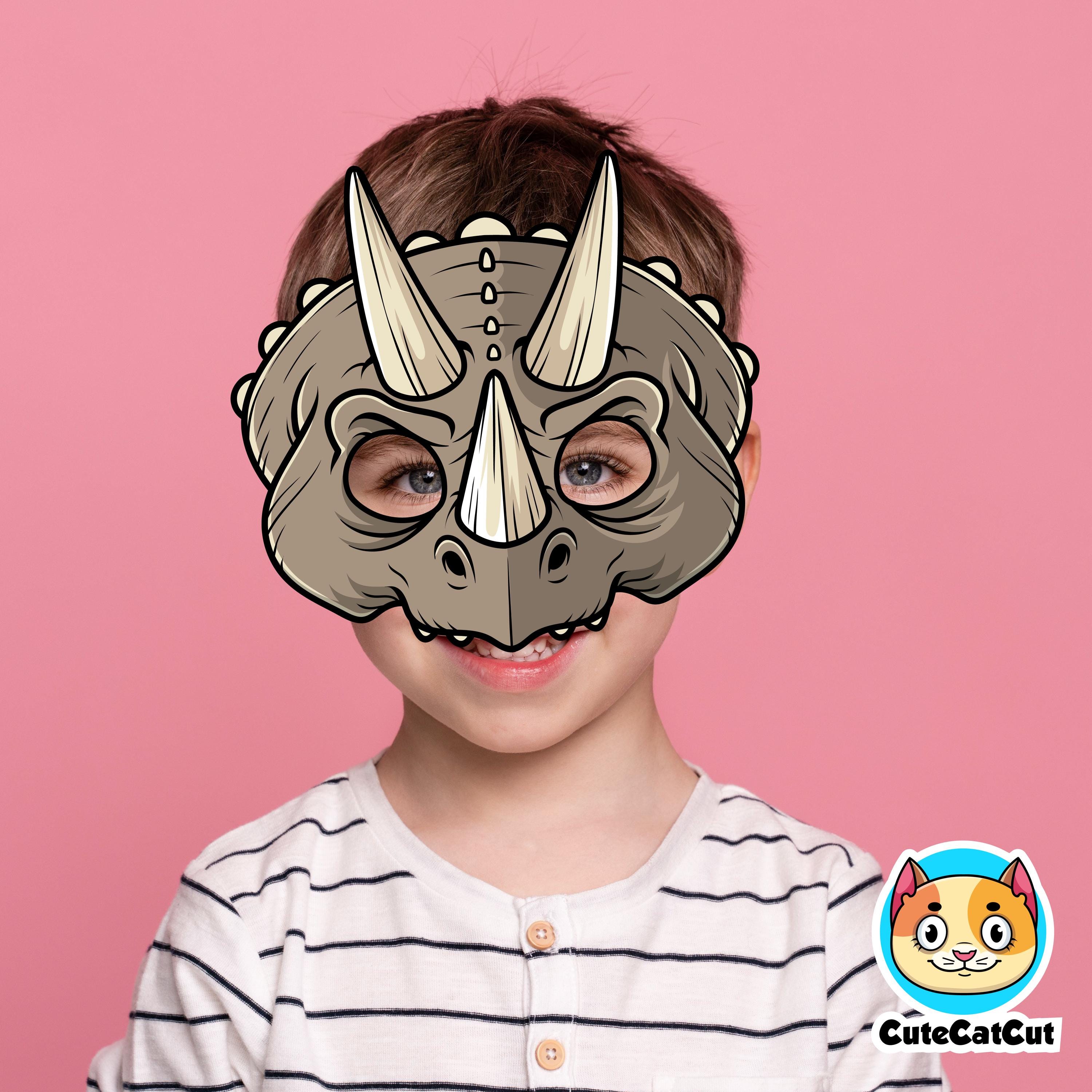 Triceratops Dinosaur Mask Printable for Kids, Party Toddler Activity ...