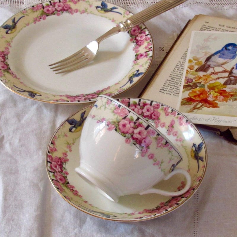 Antique Pink China Set - Etsy UK
