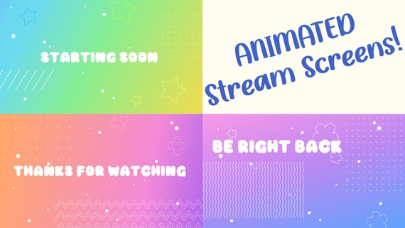 ANIMATED Stream Overlays / Starting Soon / Be Right Back / - Etsy