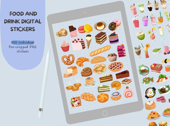 100 Food and Drink Digital Stickers Precropped Digital - Etsy