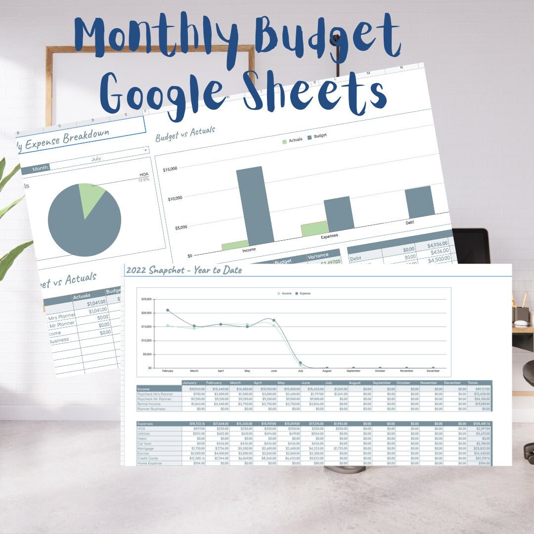 Monthly Budget Google Sheets Template - Etsy