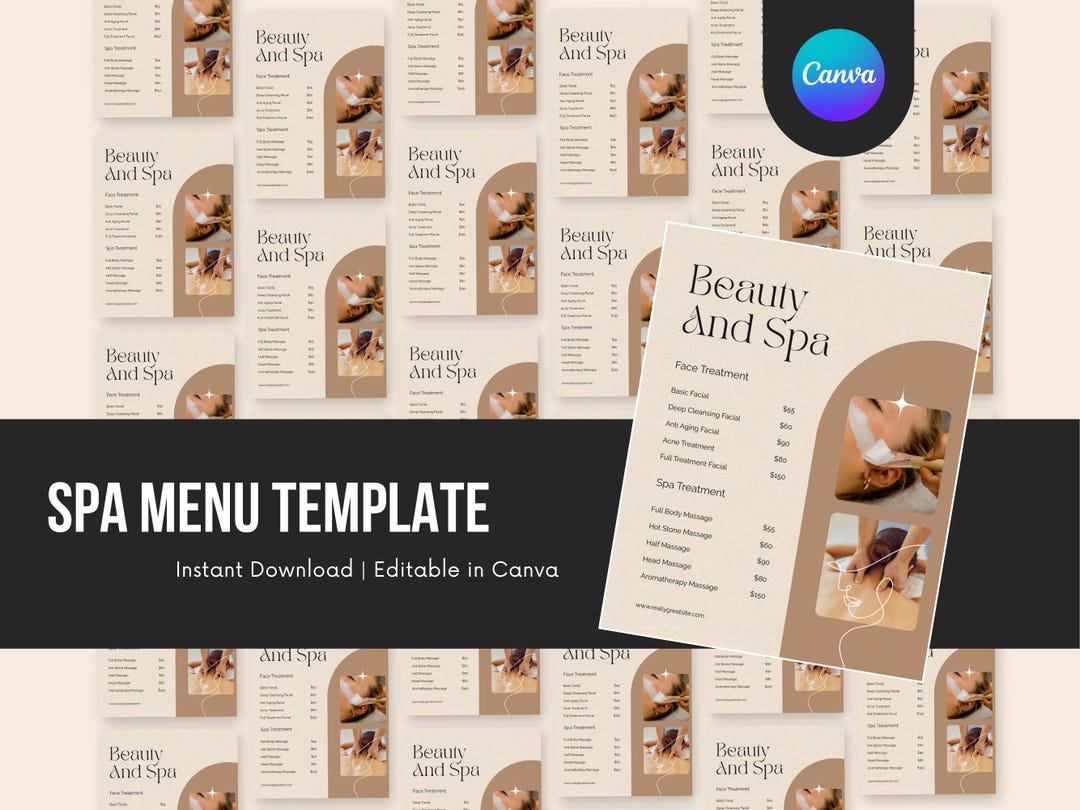 Spa Menu Template Beauty and Spa Instagram Post, Editable Service List ...