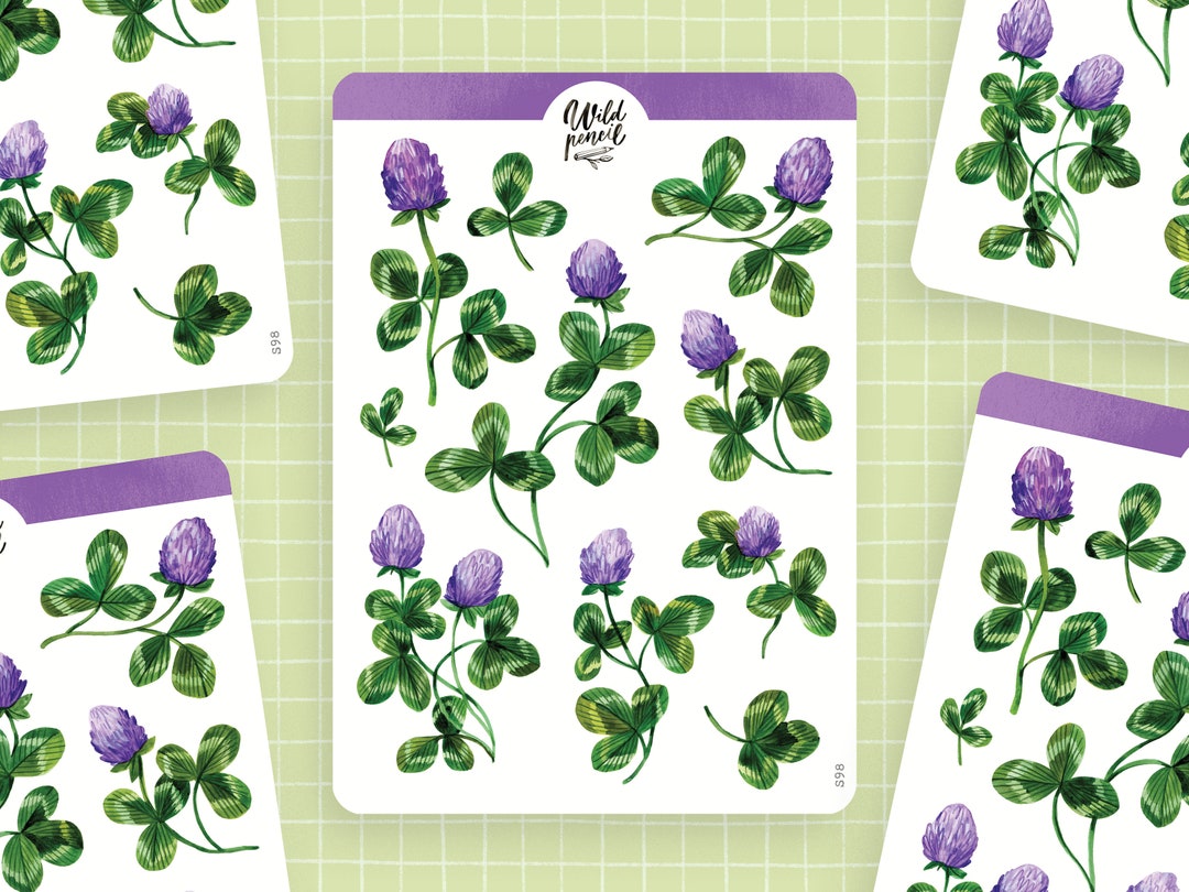 Sticker Sheet Clovers | Paper Sticker Sheet, Cute Stickers, Planner ...