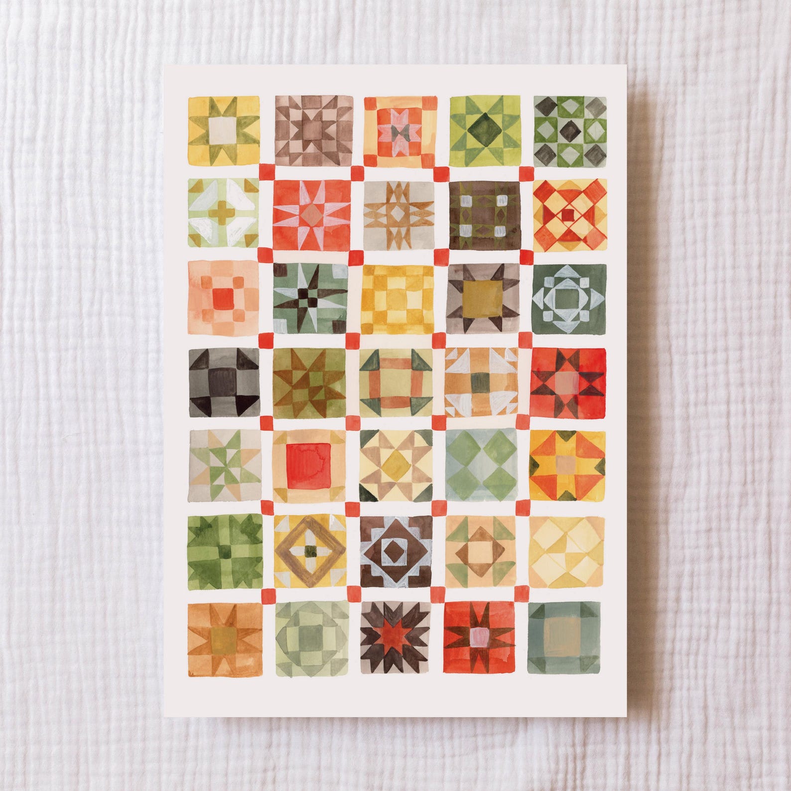 Art Print — Patchwork | Landscape Art Print, Watercolor Painting ...