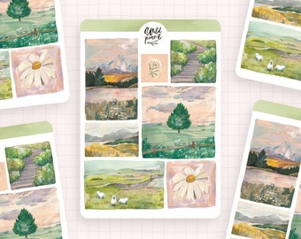 Sticker Forest Landscapes Paper Sticker Sheet, Cute Stickers, Planner ...