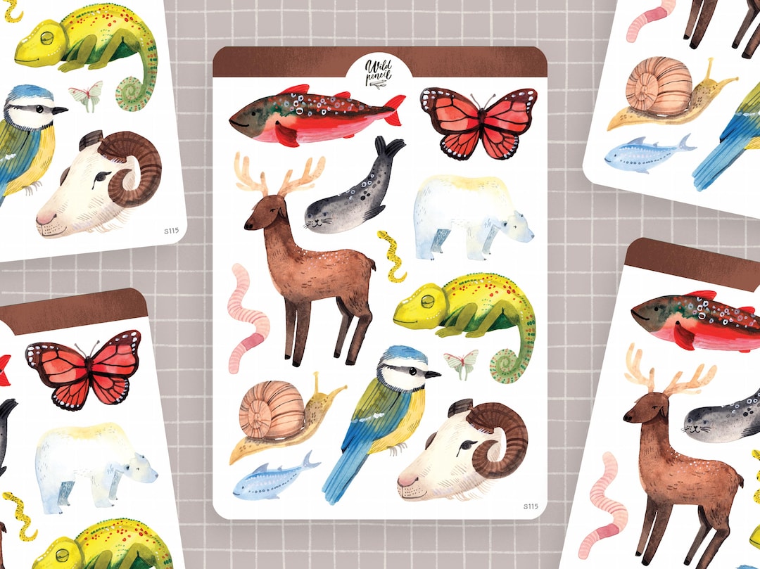 Sticker Sheet Animals | Paper Sticker Sheet, Cute Stickers, Planner ...