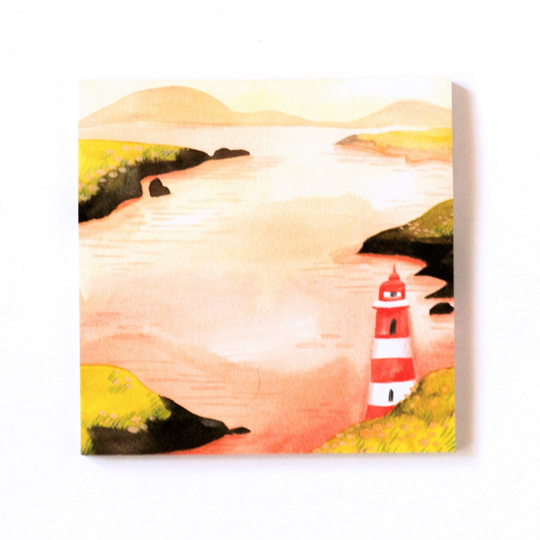Sticky Notes Lighthouse on a Cliff | Cute Note Pad, Illustrated ...