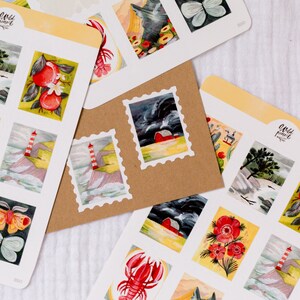 Sticker Sheet Summer Stamps | Paper Sticker Sheet, Cute Stickers ...