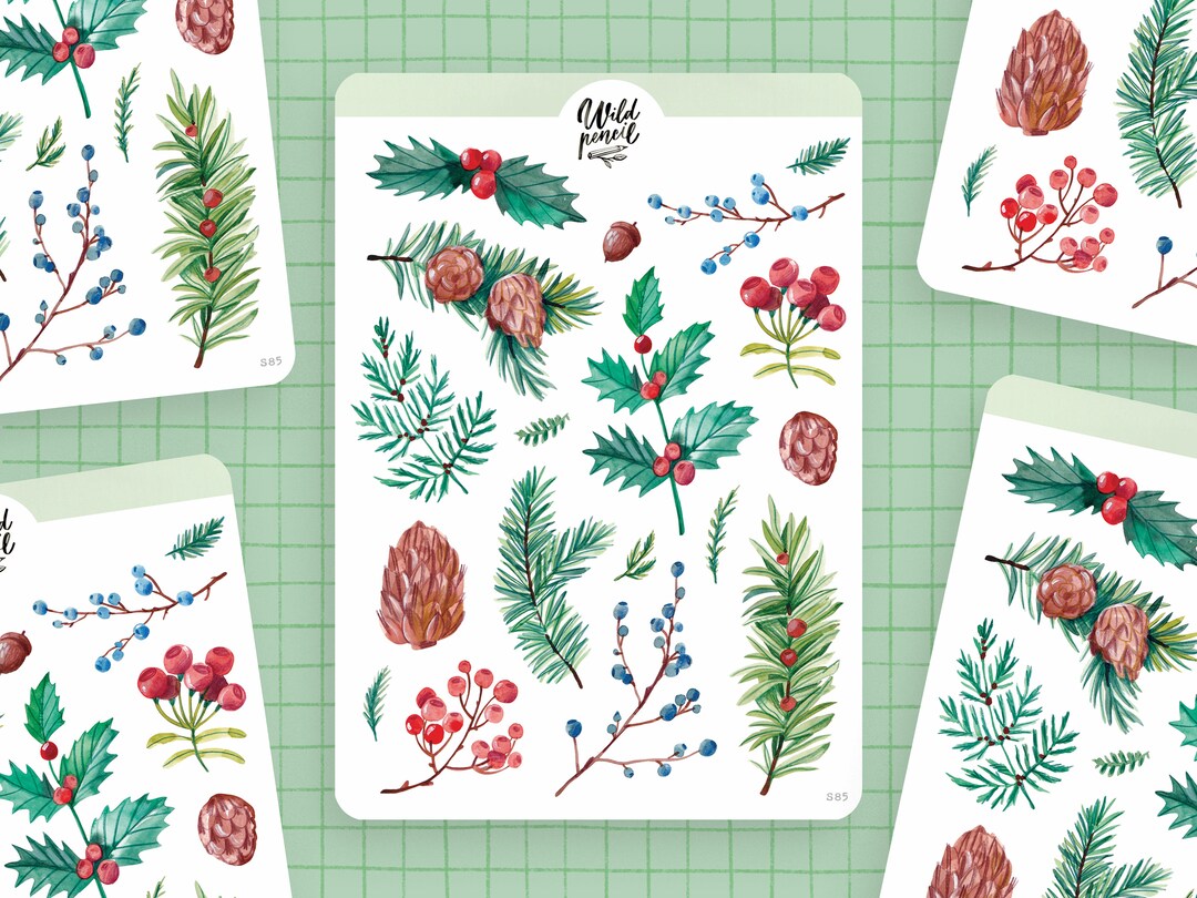 Sticker Sheet Christmas Foliage | Paper Sticker Sheet, Cute Stickers ...