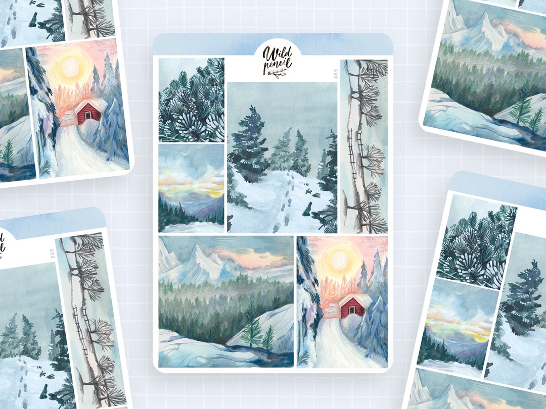 Sticker Sheet Winter Landscapes | Paper Sticker Sheet, Cute Stickers ...