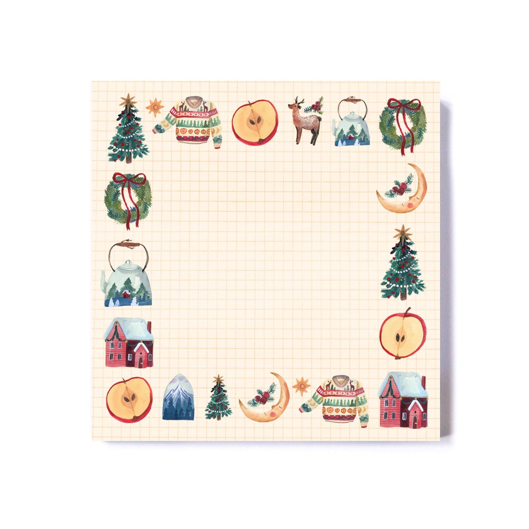 Sticky Notes Home for Christmas | Cute Note Pad, Illustrated Stationery ...