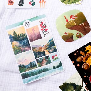 Sticker Forest Landscapes | Paper Sticker Sheet, Cute Stickers, Planner ...