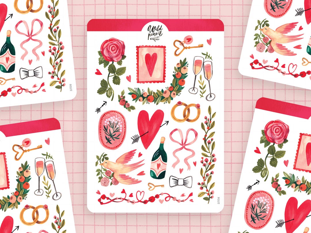 Sticker Sheet Love | Paper Sticker Sheet, Cute Stickers, Planner ...