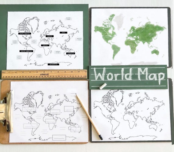 World Map Art continents & Oceans Test - Etsy