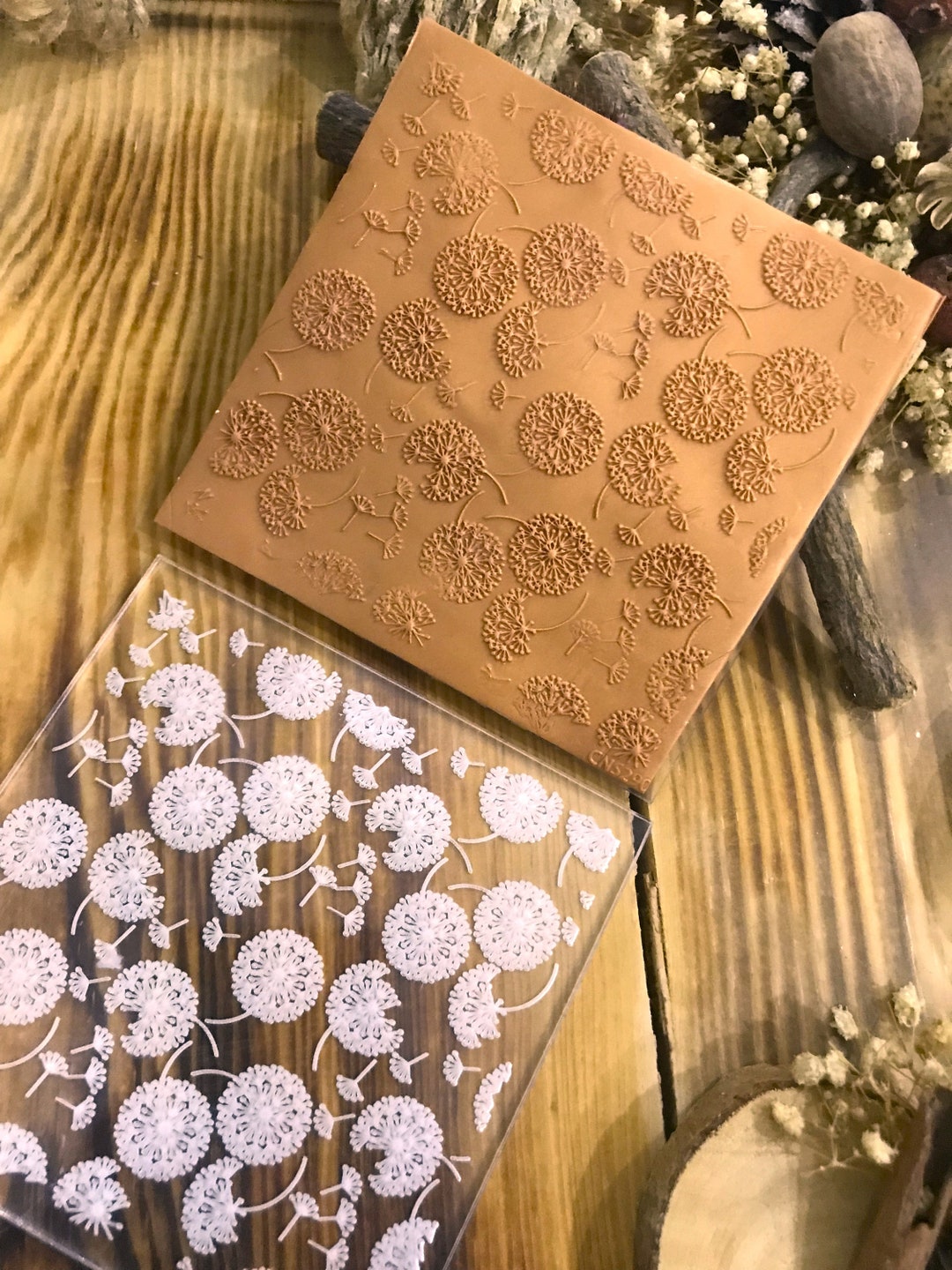 Dandelion Acrylic Texture Tile: Polymer Clay Embosser (10x10cm) - Etsy