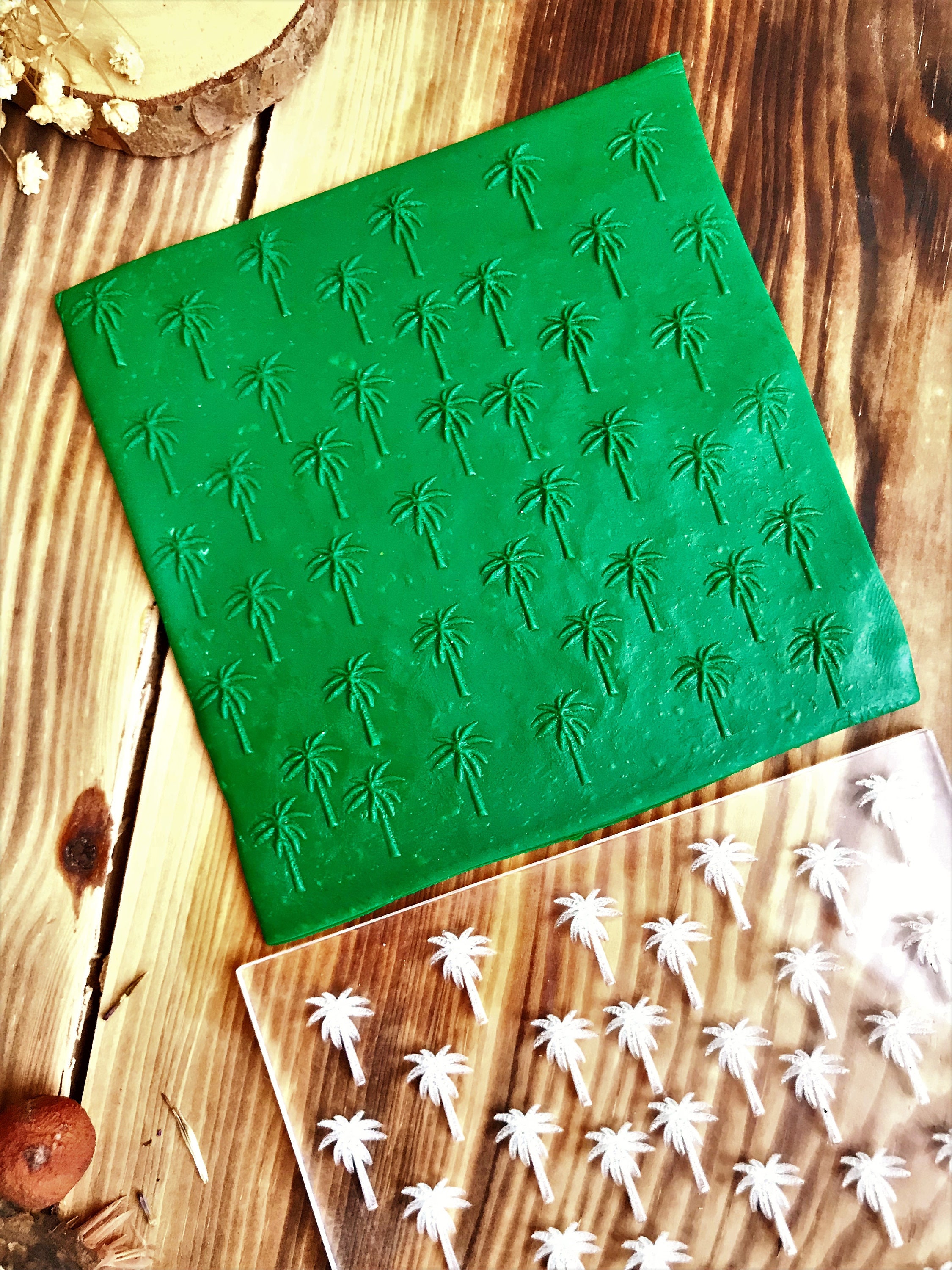 Palm Tree Texture Sheet for Polymer Clay, Clay Stamp, Acrylic Clay Tool ...