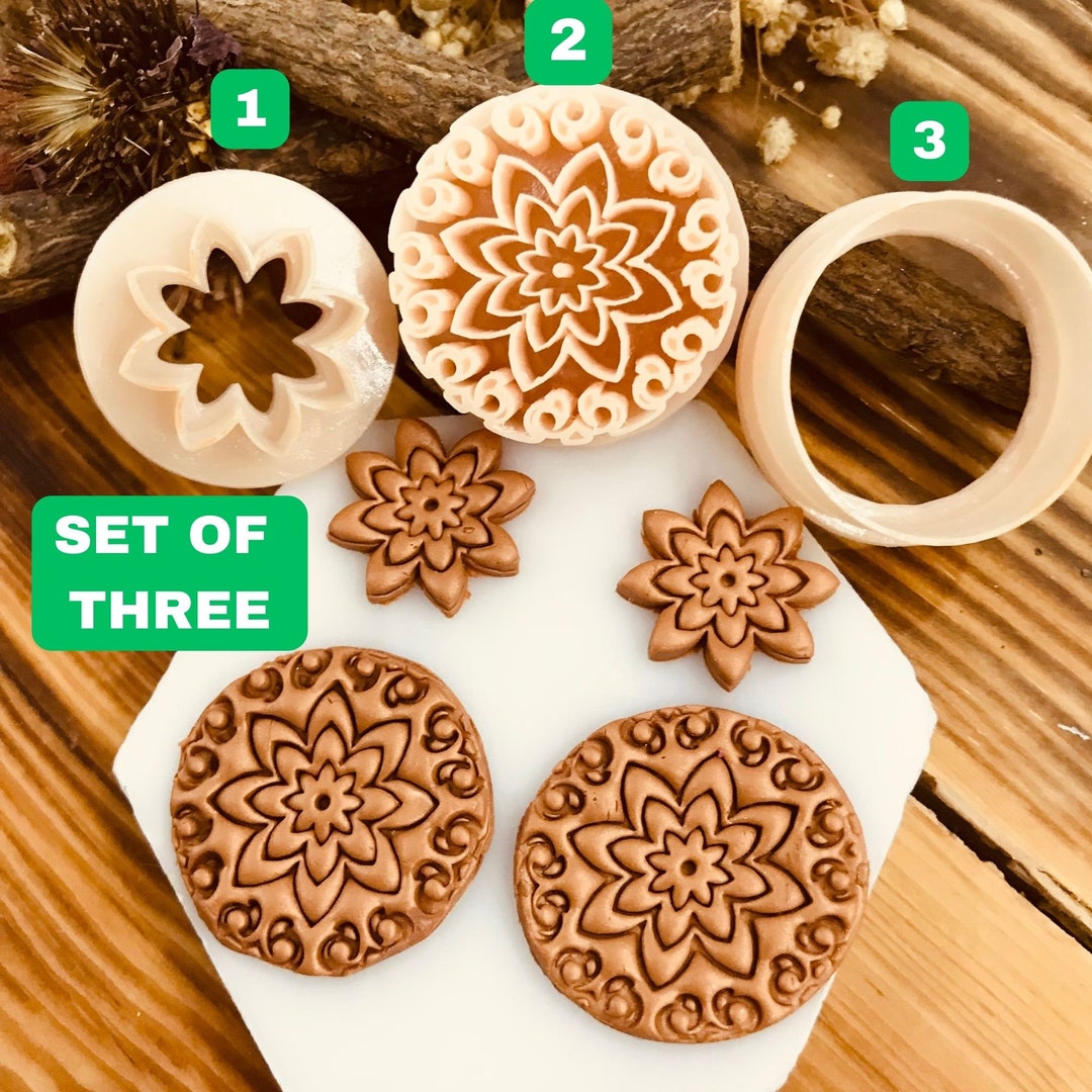 SET OF THREE Mandala Pattern Polymer Clay Cutter, Unique Model, Special ...