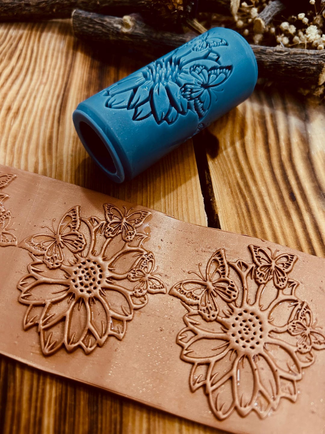 Sunflower Butterfly Texture Roller: Polymer Clay Embossing Tool (7cm ...