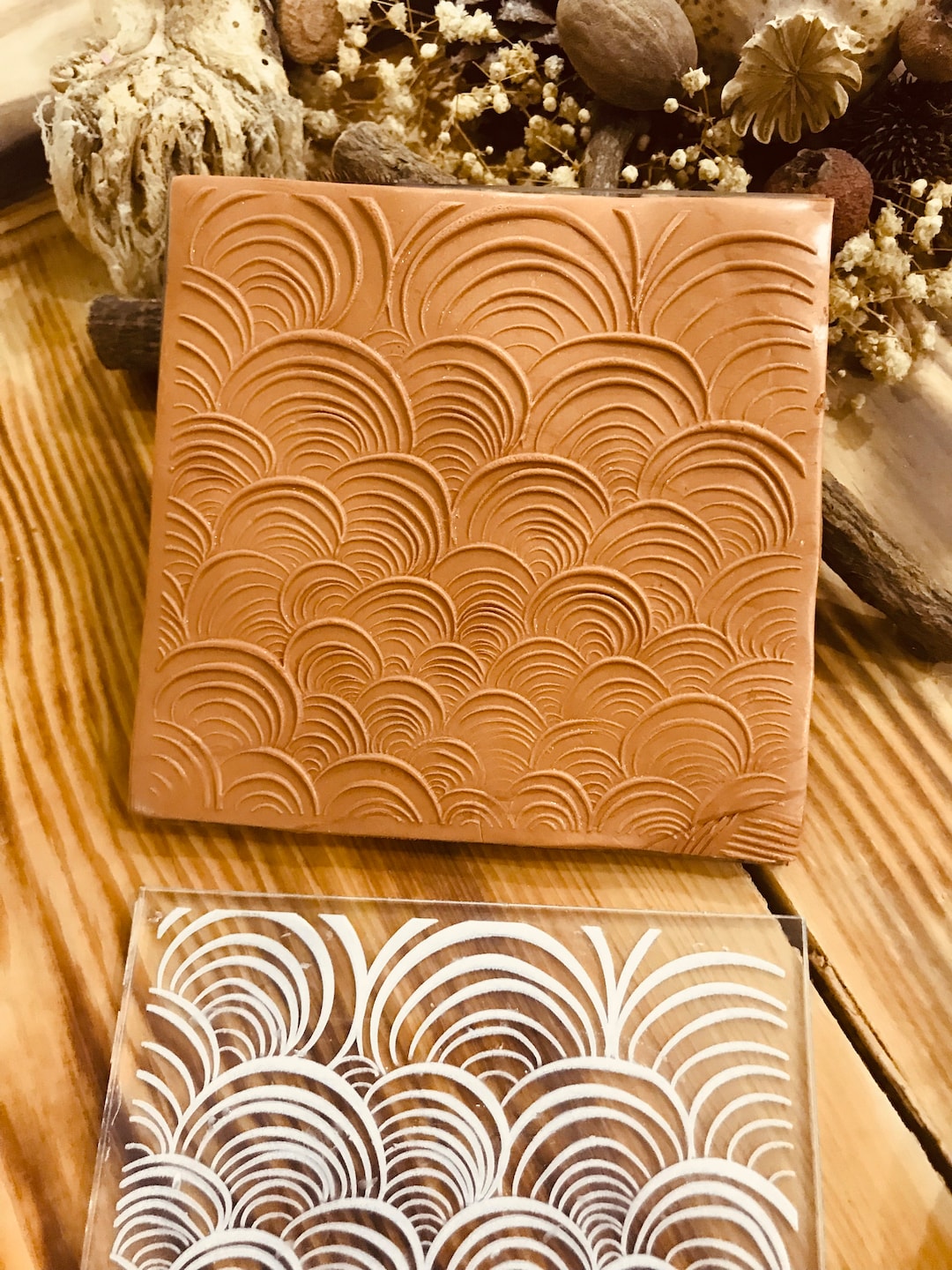 Ring Patterned Acrylic Texture Tile, 10*10cm Size,polymer Clay ...