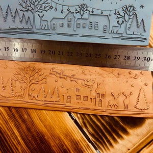 Christmas Scene Rubber Texture Mat: Polymer Clay, Soap Making (5x14.5 ...