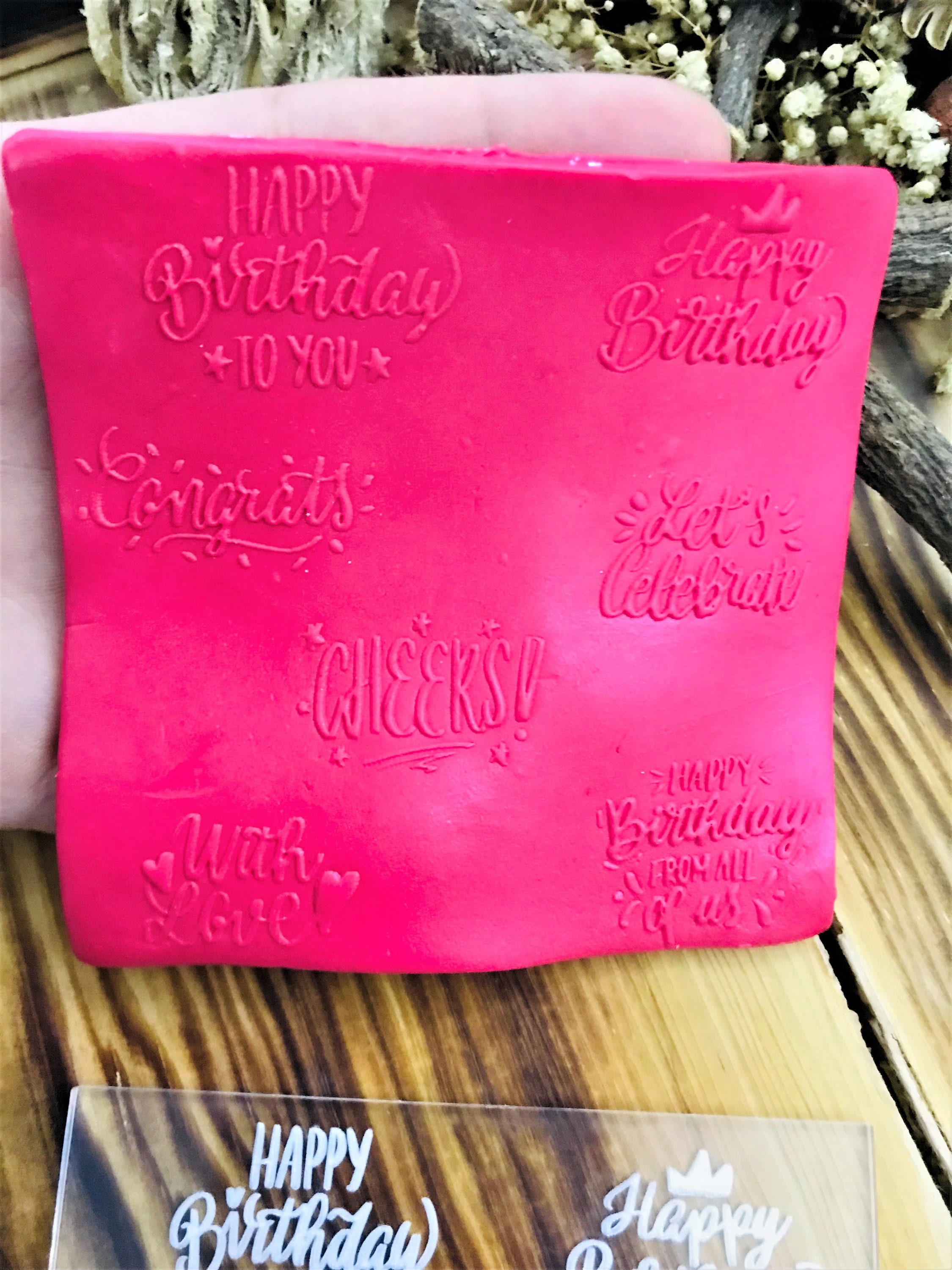 Happy Birthday Celebrate Texture Mat Polymer Clay Texture - Etsy