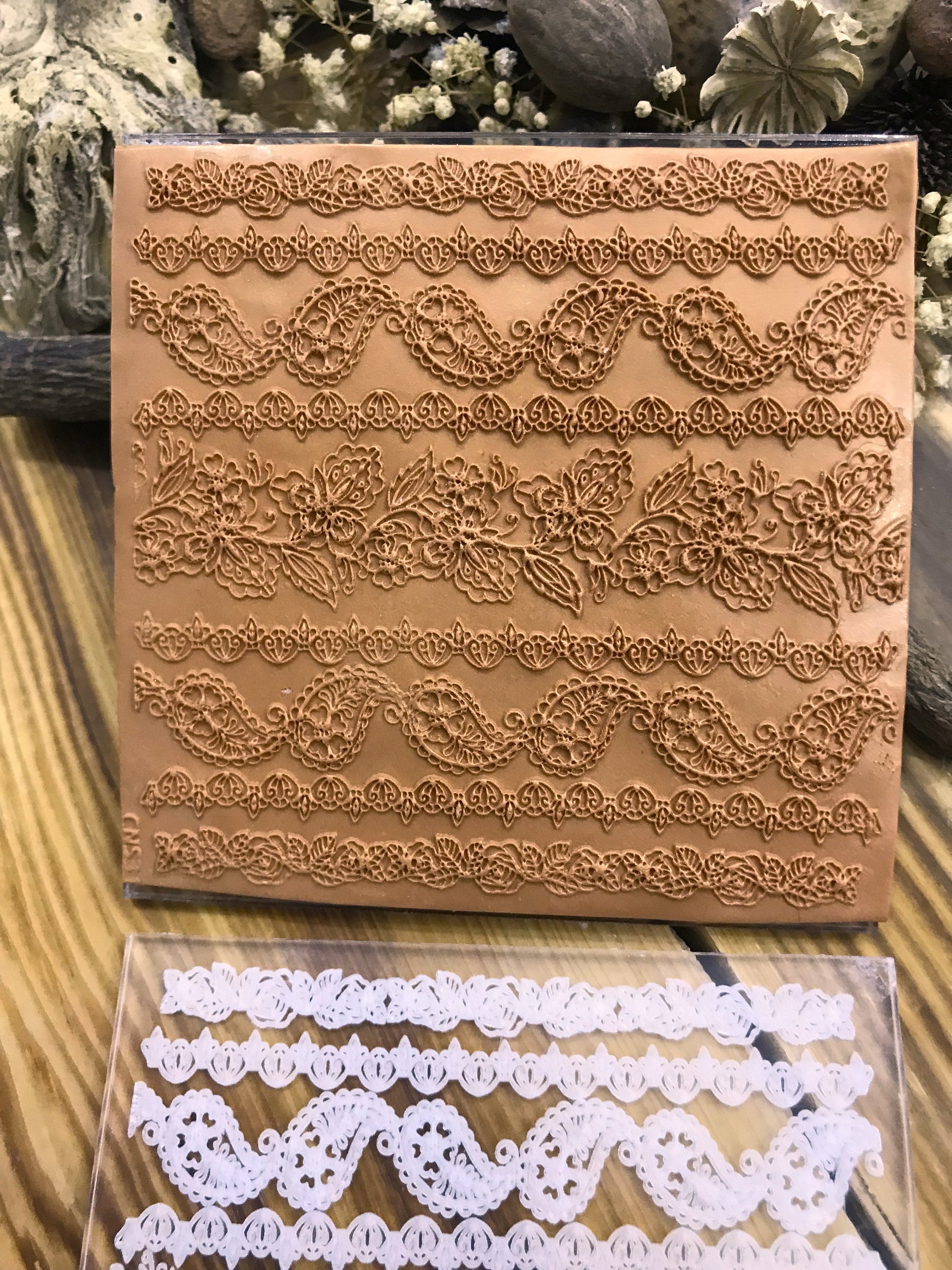 Floral Pattern Acrylic Texture Tile, 1010cm Size,polymer Clay Embossing ...