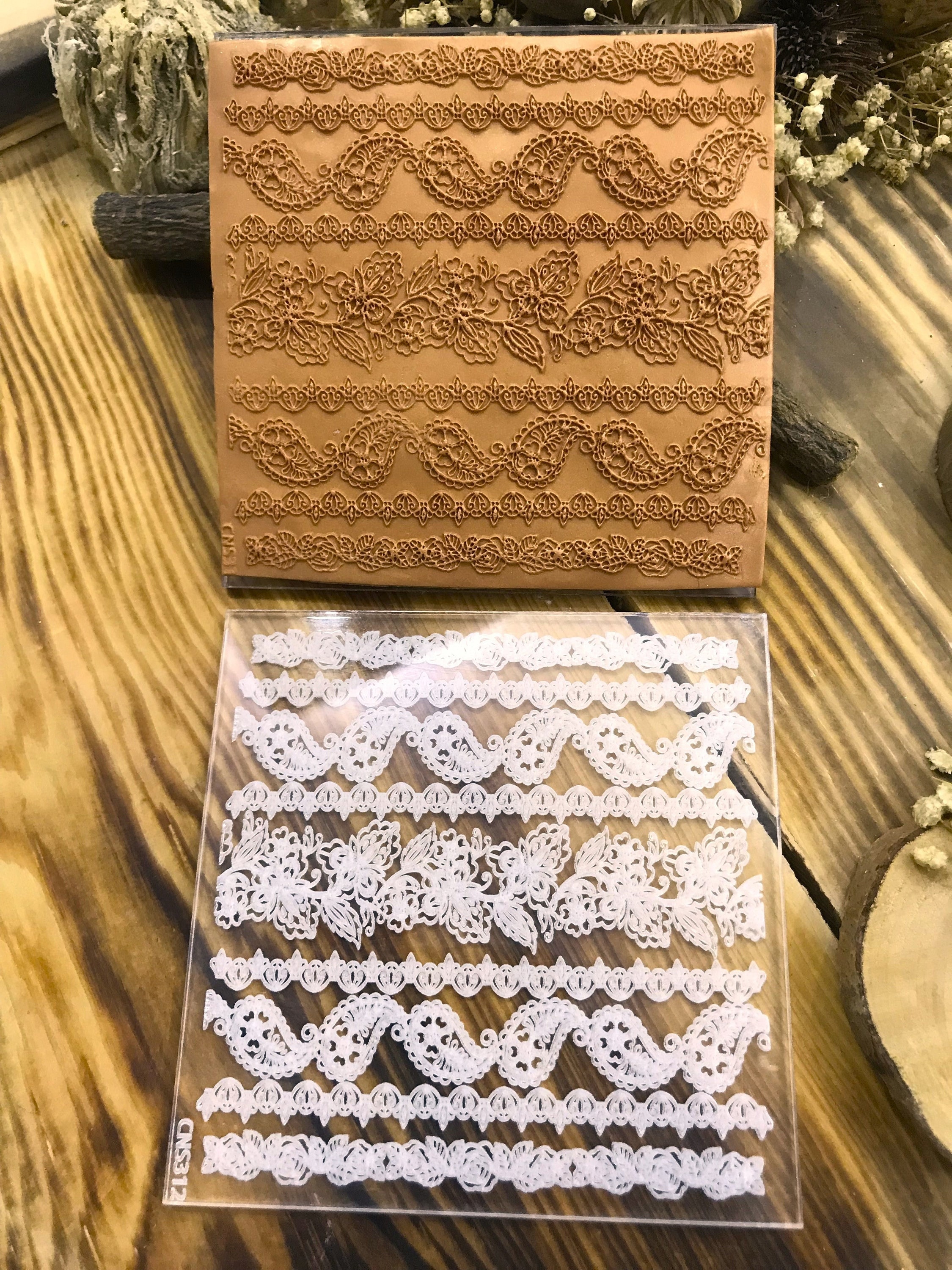 Floral Pattern Acrylic Texture Tile, 1010cm Size,polymer Clay Embossing ...