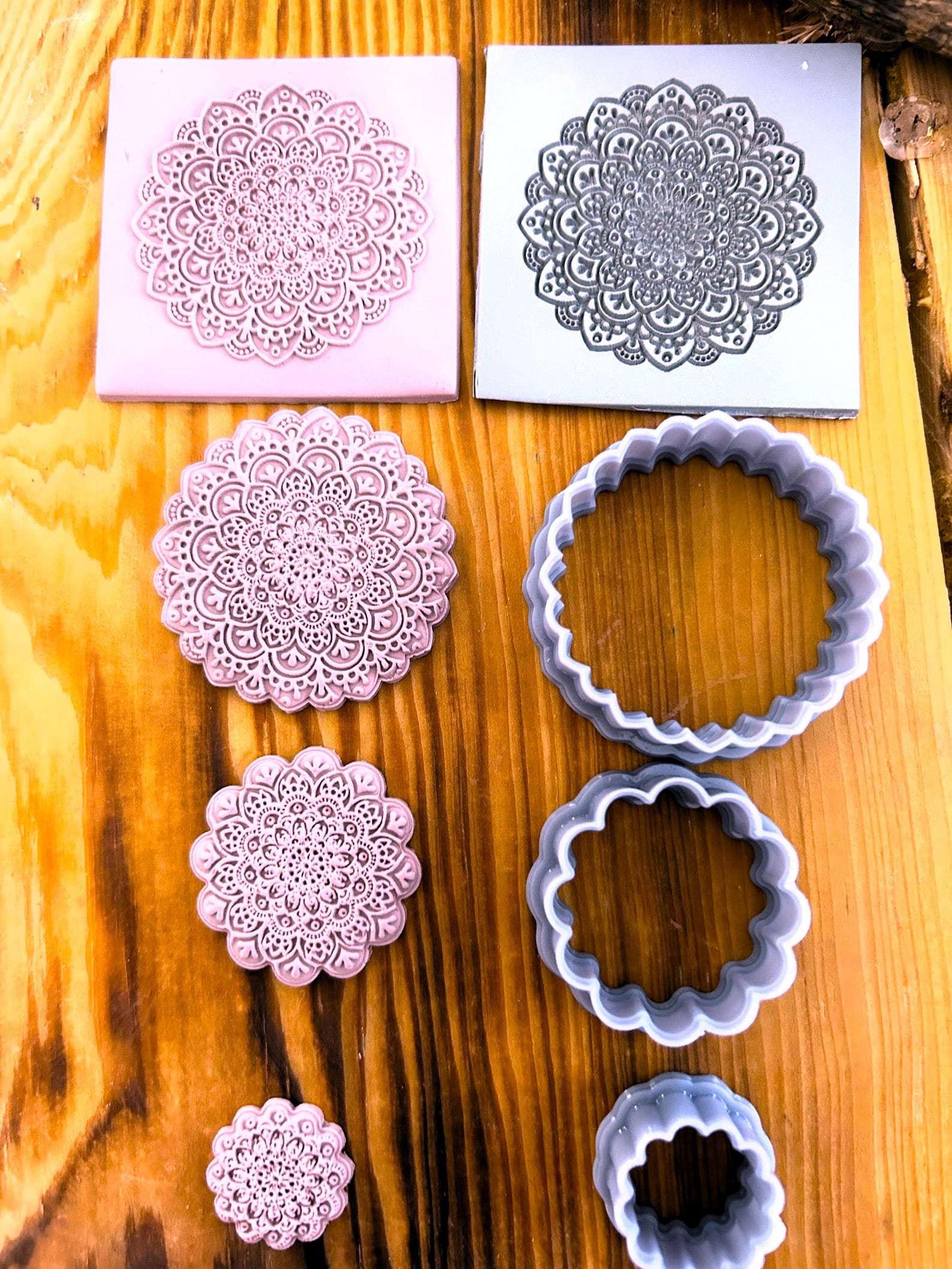 Mandala Design Rubber Texture Mat With Clay Cutters (5x5 or 7x7 Cm) - Etsy