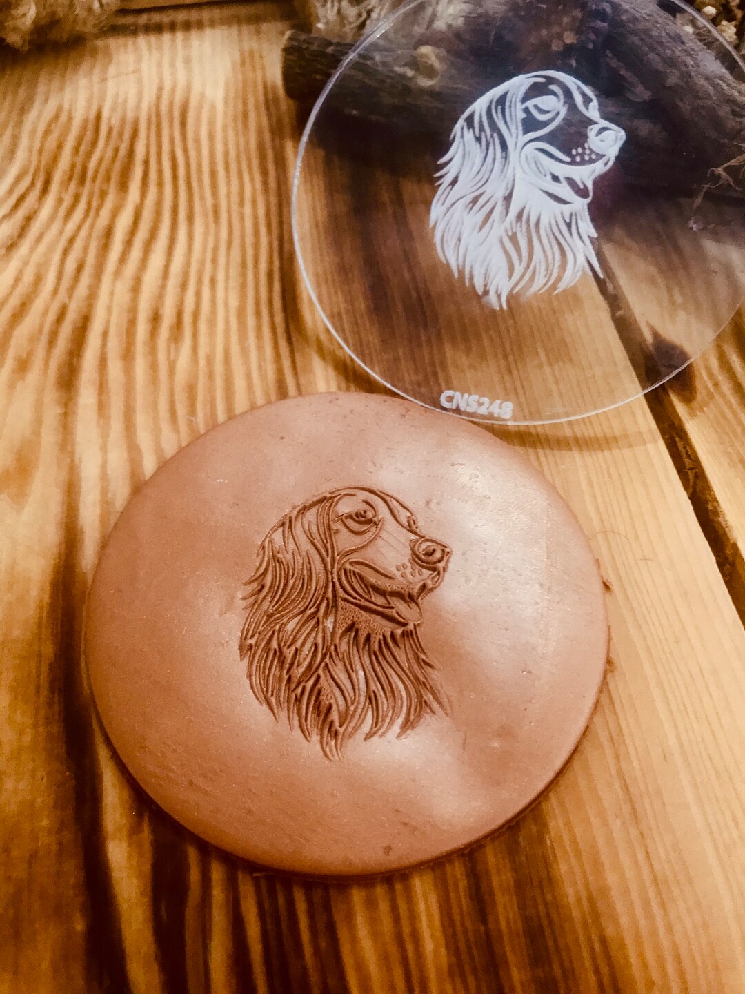 Golden Retriever Dog Acrylic Stamp for Polymer Clay , Embossing Acrylic ...