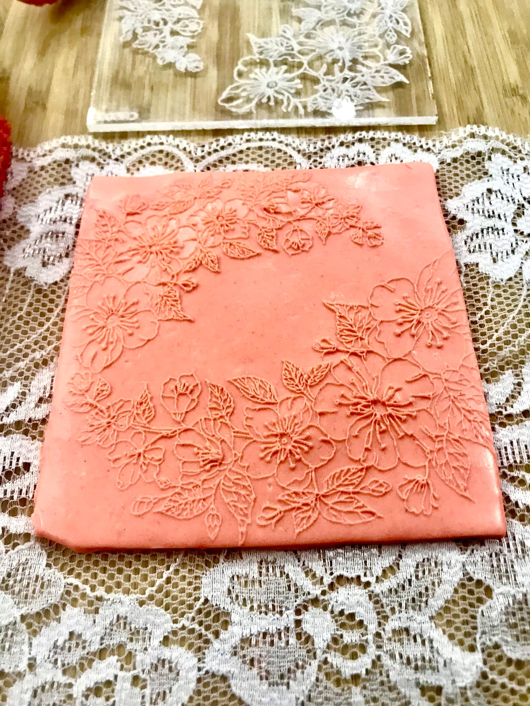 Lace Acrylic Texture Mat Lace Floral Pattern , Texture Tile, Debossing ...
