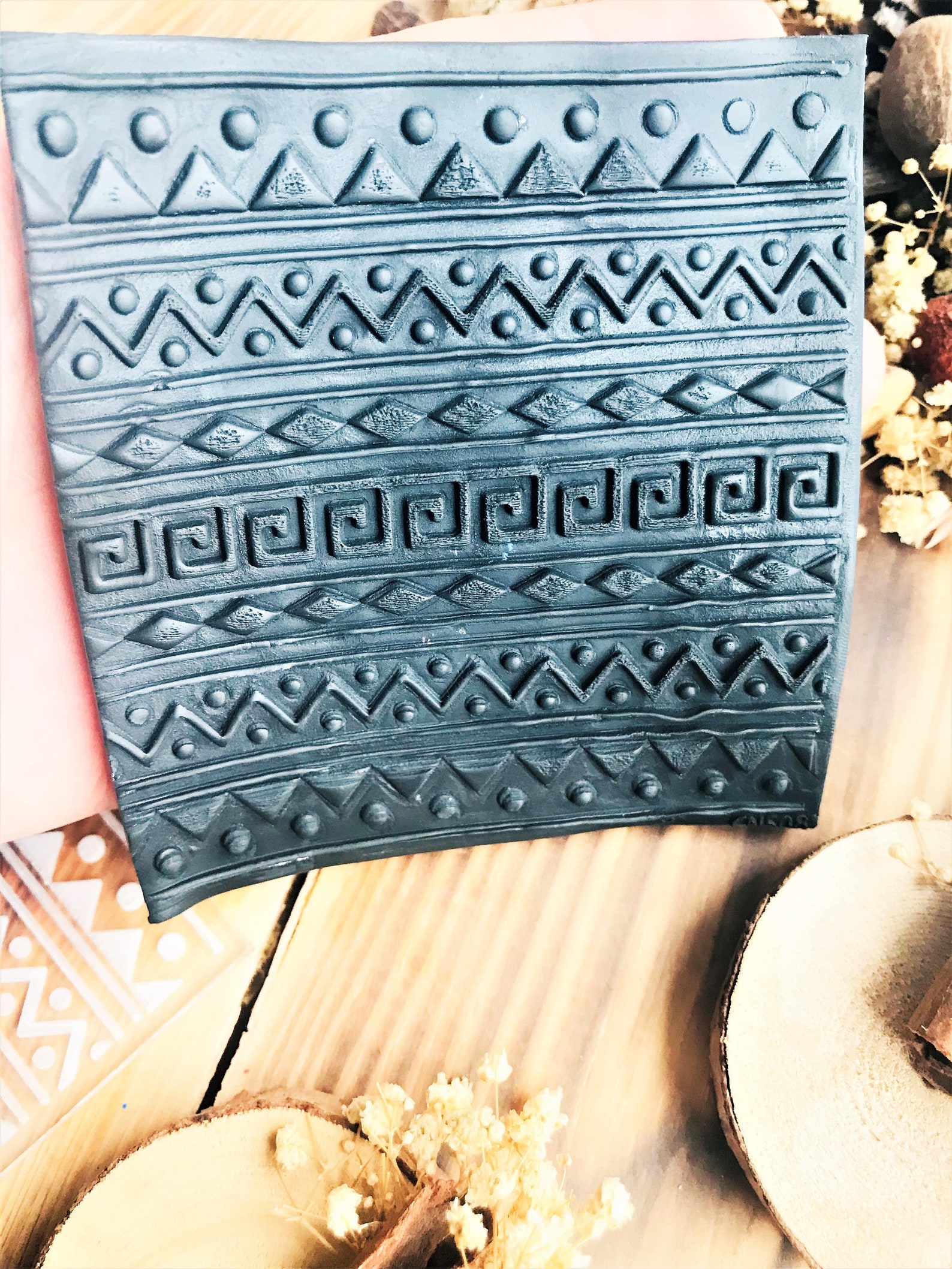 Ethnic Pattern Acrylic Texture Stamp Polymer Clay Debossing - Etsy