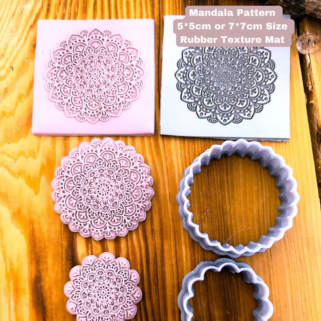 Mandala Design Rubber Texture Mat With Clay Cutters (5x5 or 7x7 Cm) - Etsy