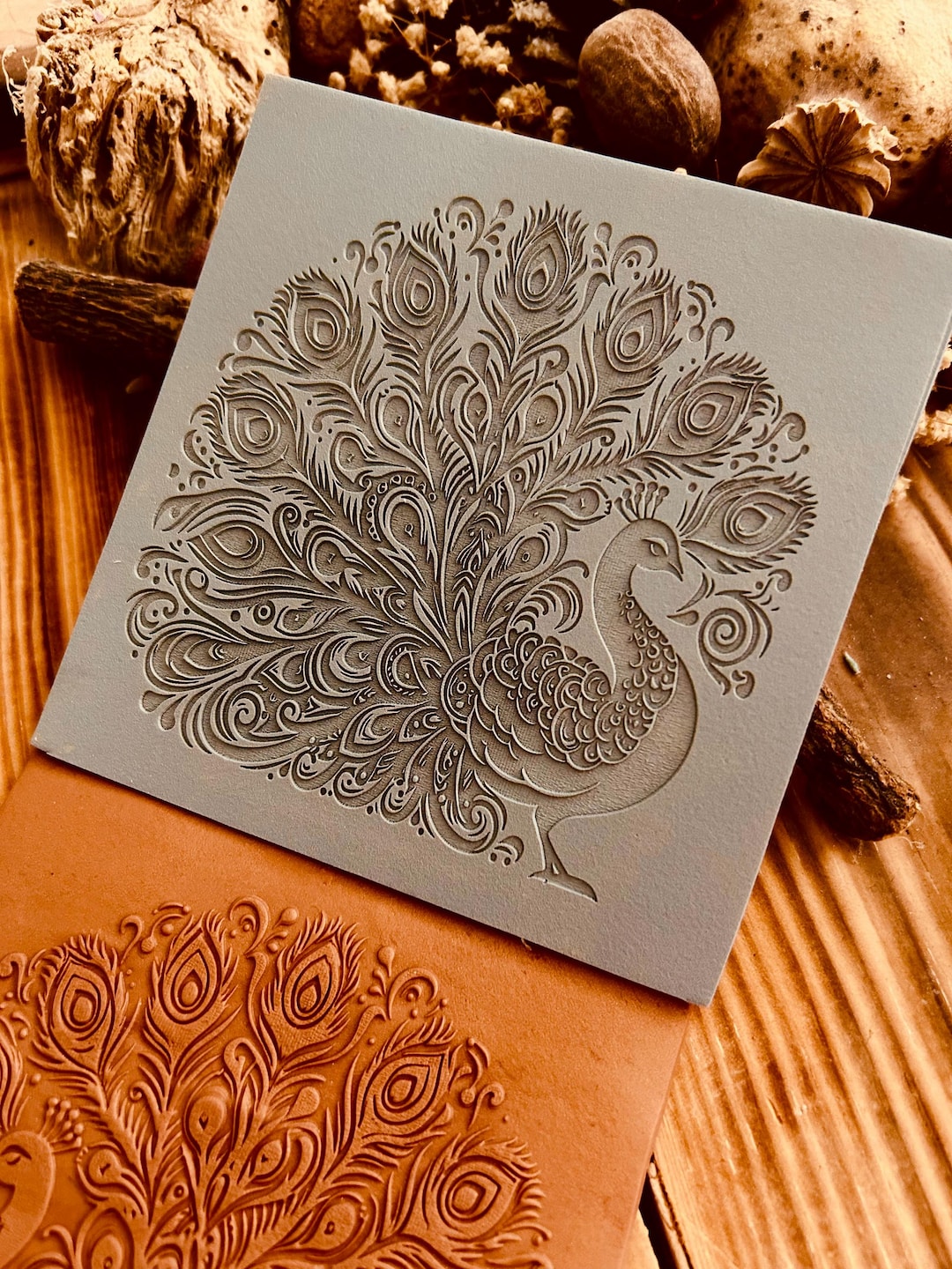 Peacock Polymer Clay Texture Mat: Acrylic Tile for Sculpey, Fimo ...