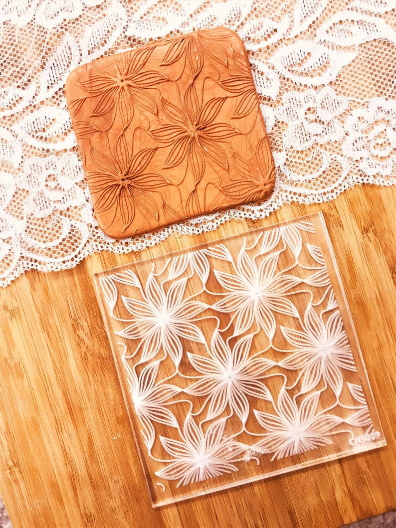 Embossing Stamp for Polymer Clay Floral Texture Plate - Etsy