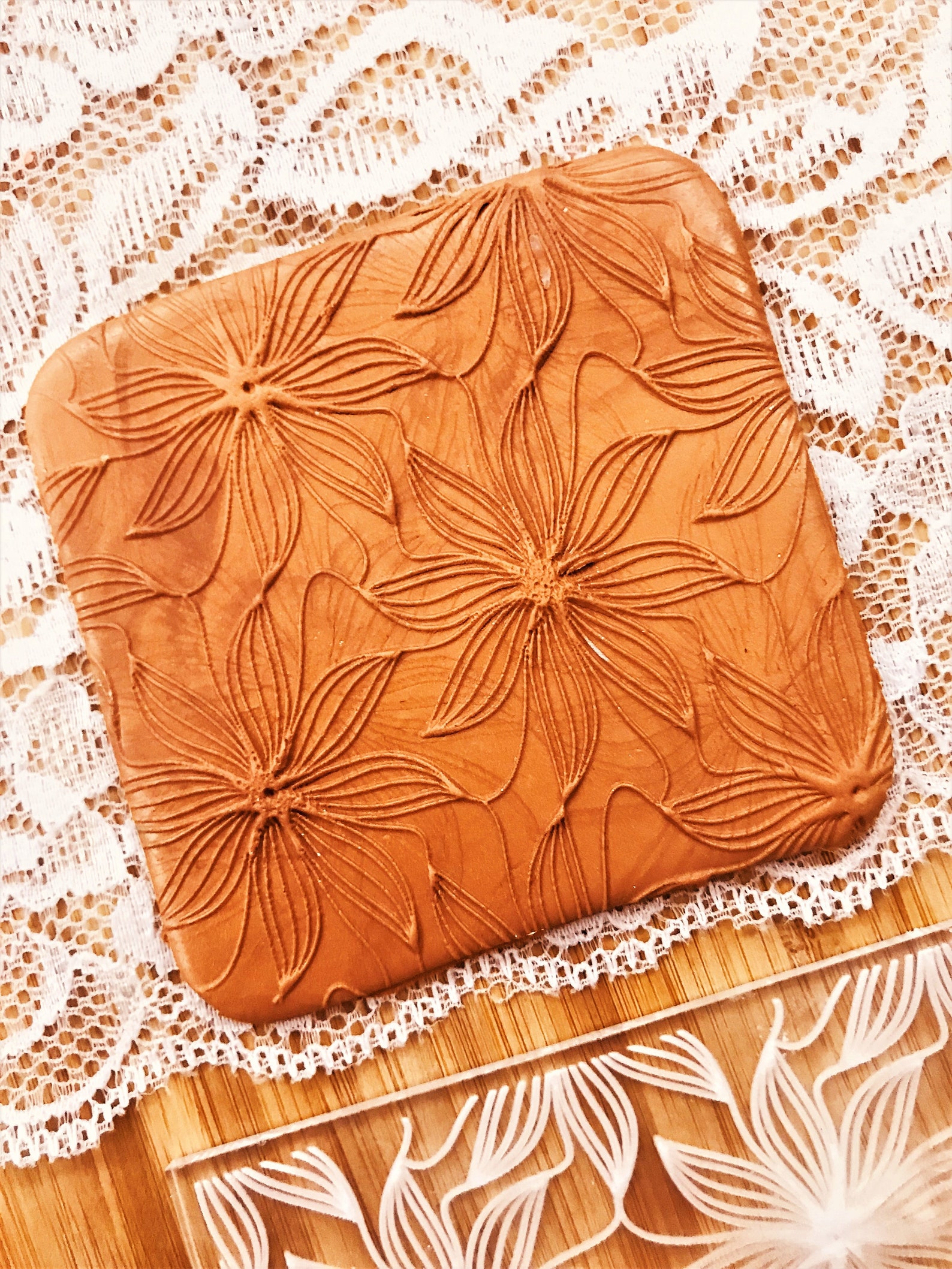 Embossing Stamp for Polymer Clay Floral Texture Plate - Etsy