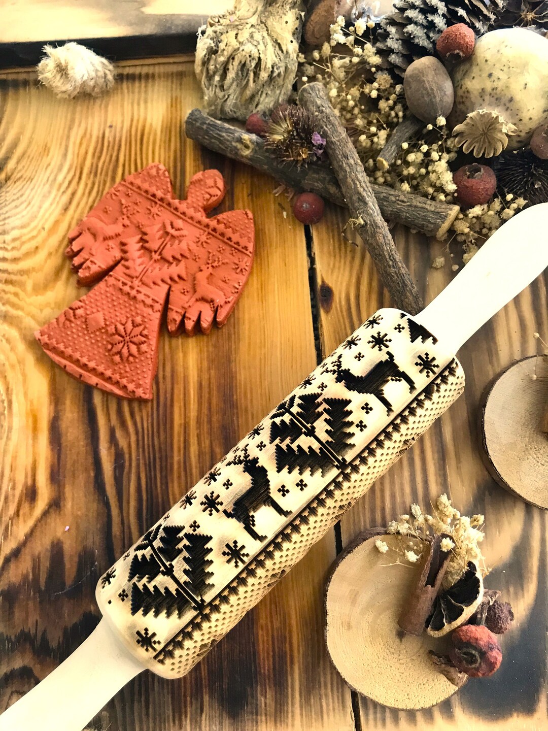 Embossed Rolling Pin Christmas Pattern for Cookies ,laser Engraving ...