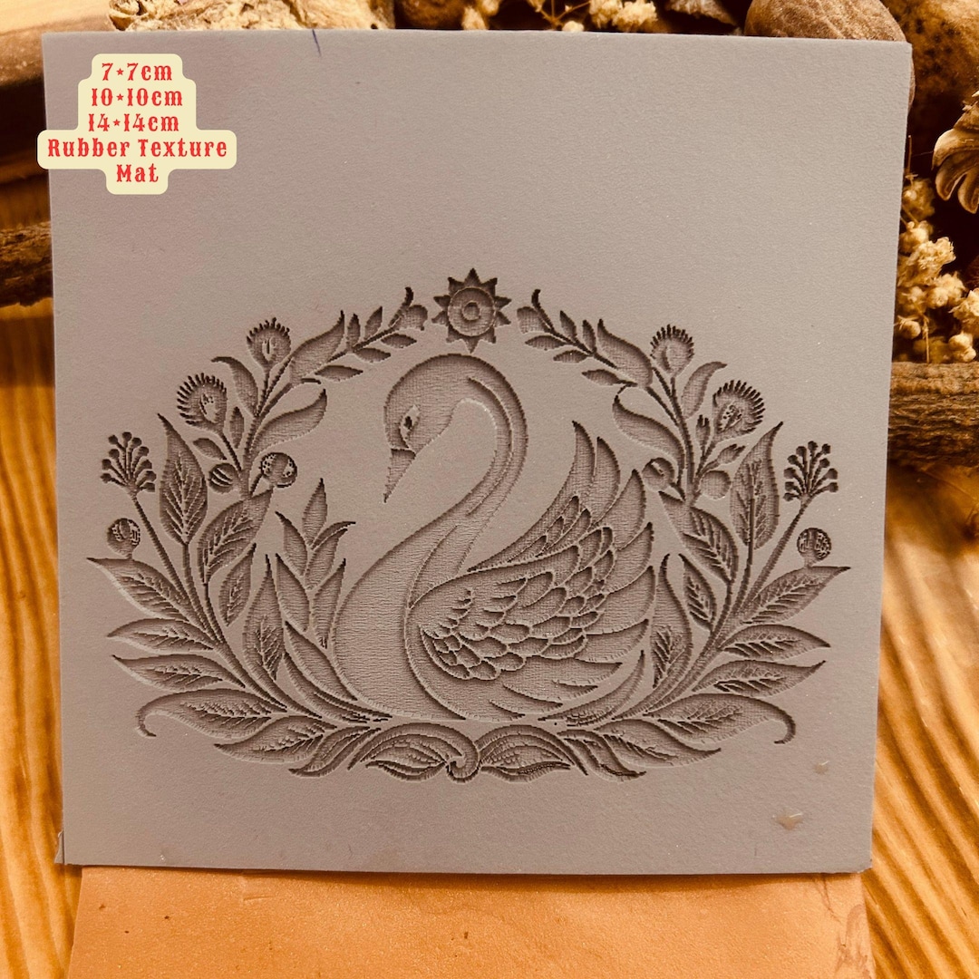 Swan With Flowers Rubber Texture Mat – 3 Sizes | Pattern for Polymer ...