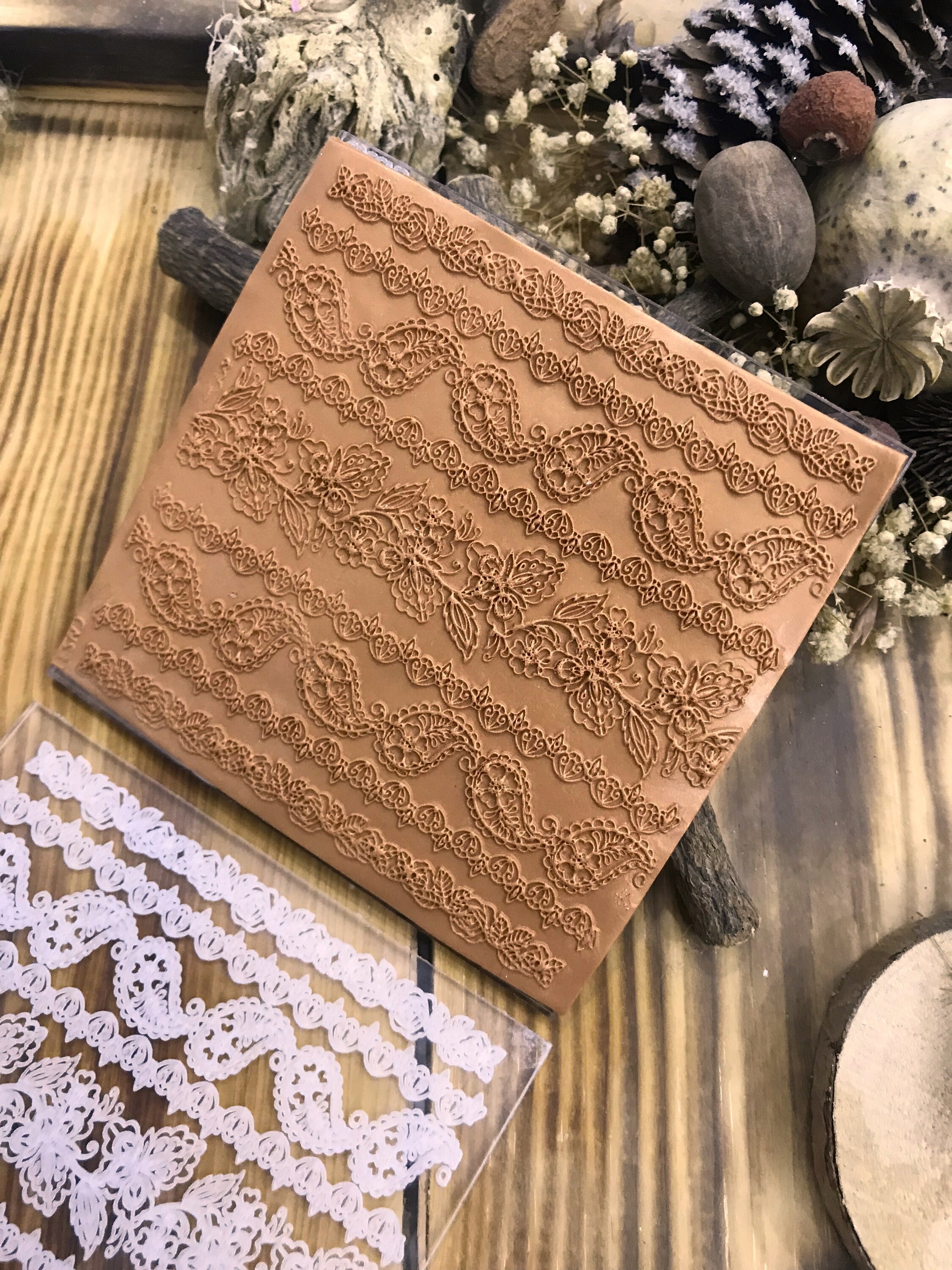 Floral Pattern Acrylic Texture Tile, 1010cm Size,polymer Clay Embossing ...