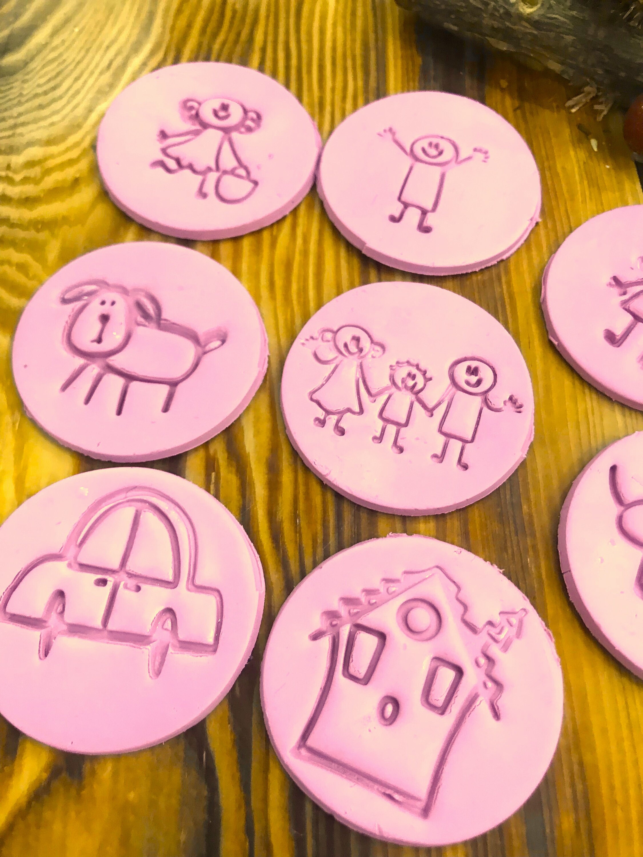 Stickman Family Polymer Clay, Clay, Soap, Cookie Stamp Eight in One Set ...