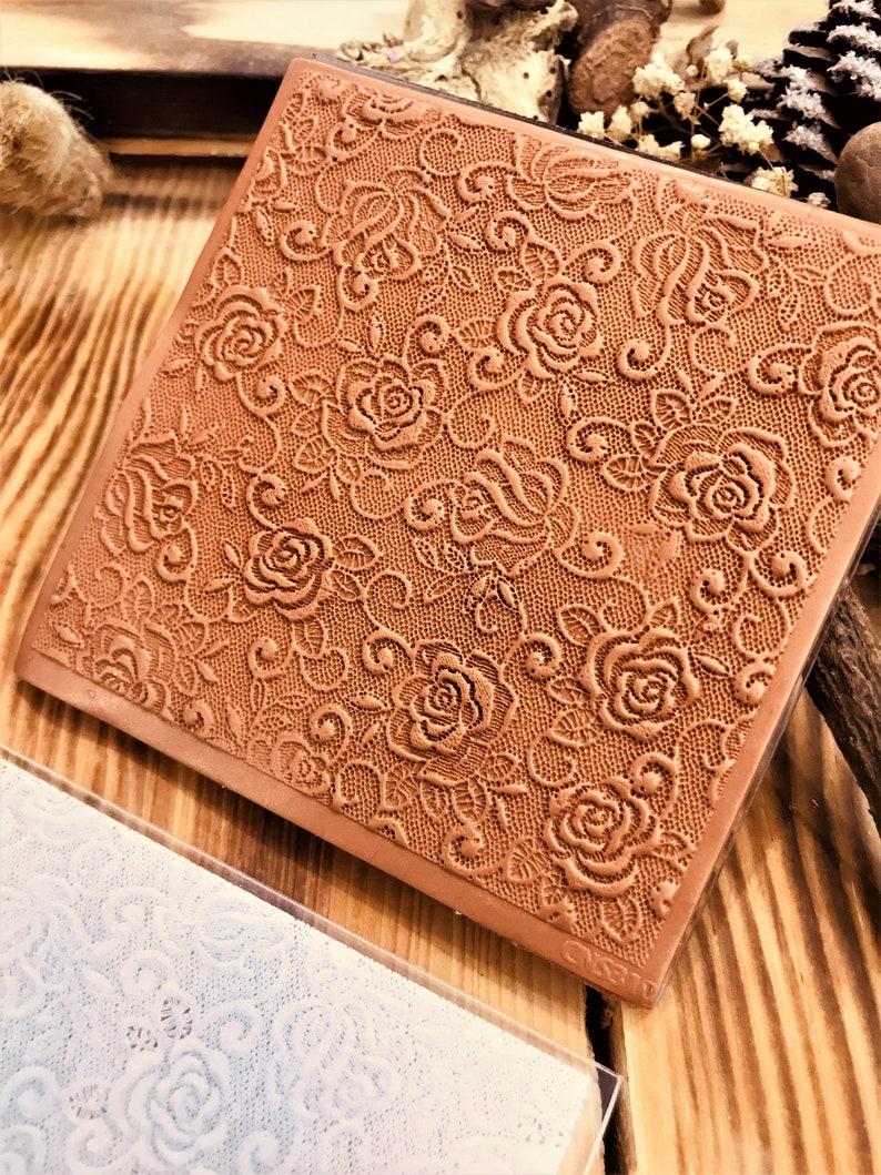 Rose Lace Pattern Texture Mat,polymer Clay, Embossing Stamp, Acrylic ...