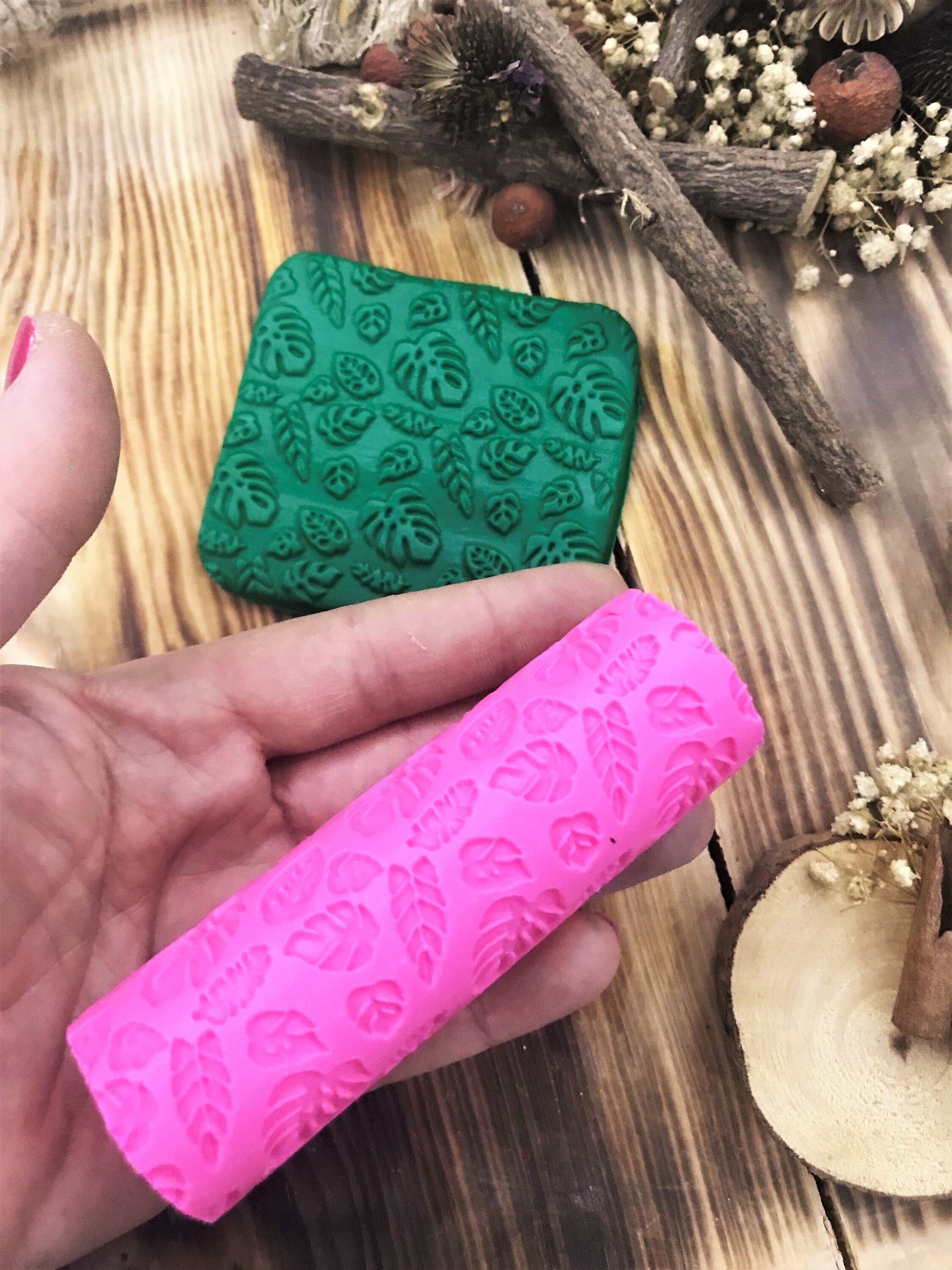 Clay Texture Roller, 3D Leaf Texture Roller, Pastry Pottery Tools ...