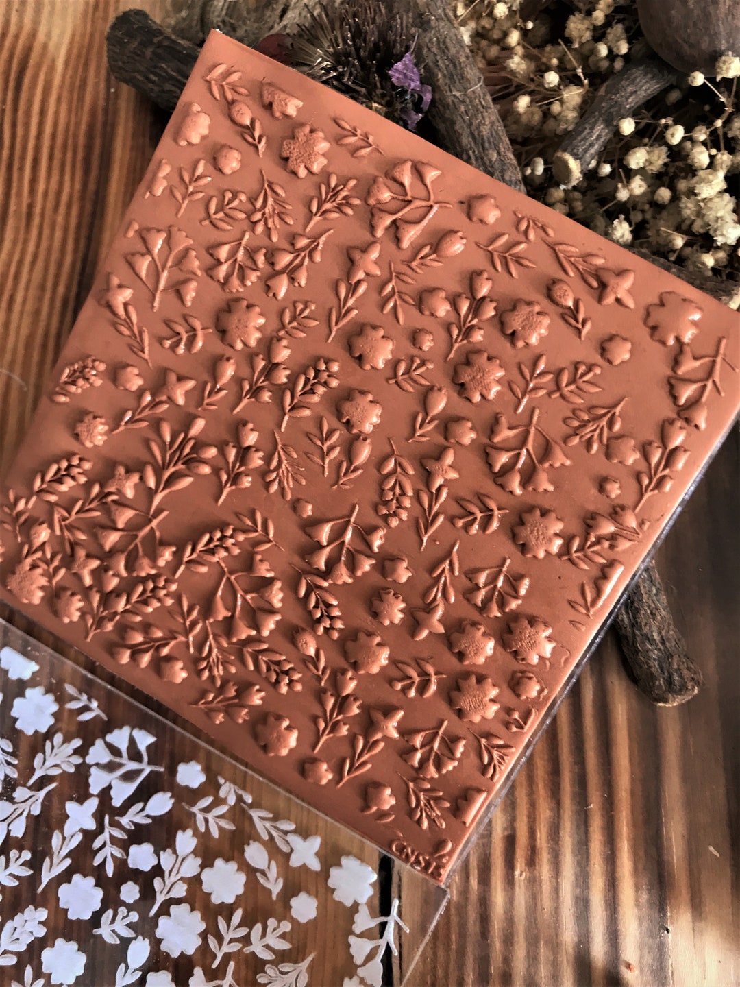 Mini Flowers Texture Stamp: Polymer Clay Floral Mold (10x10 Cm) - Etsy