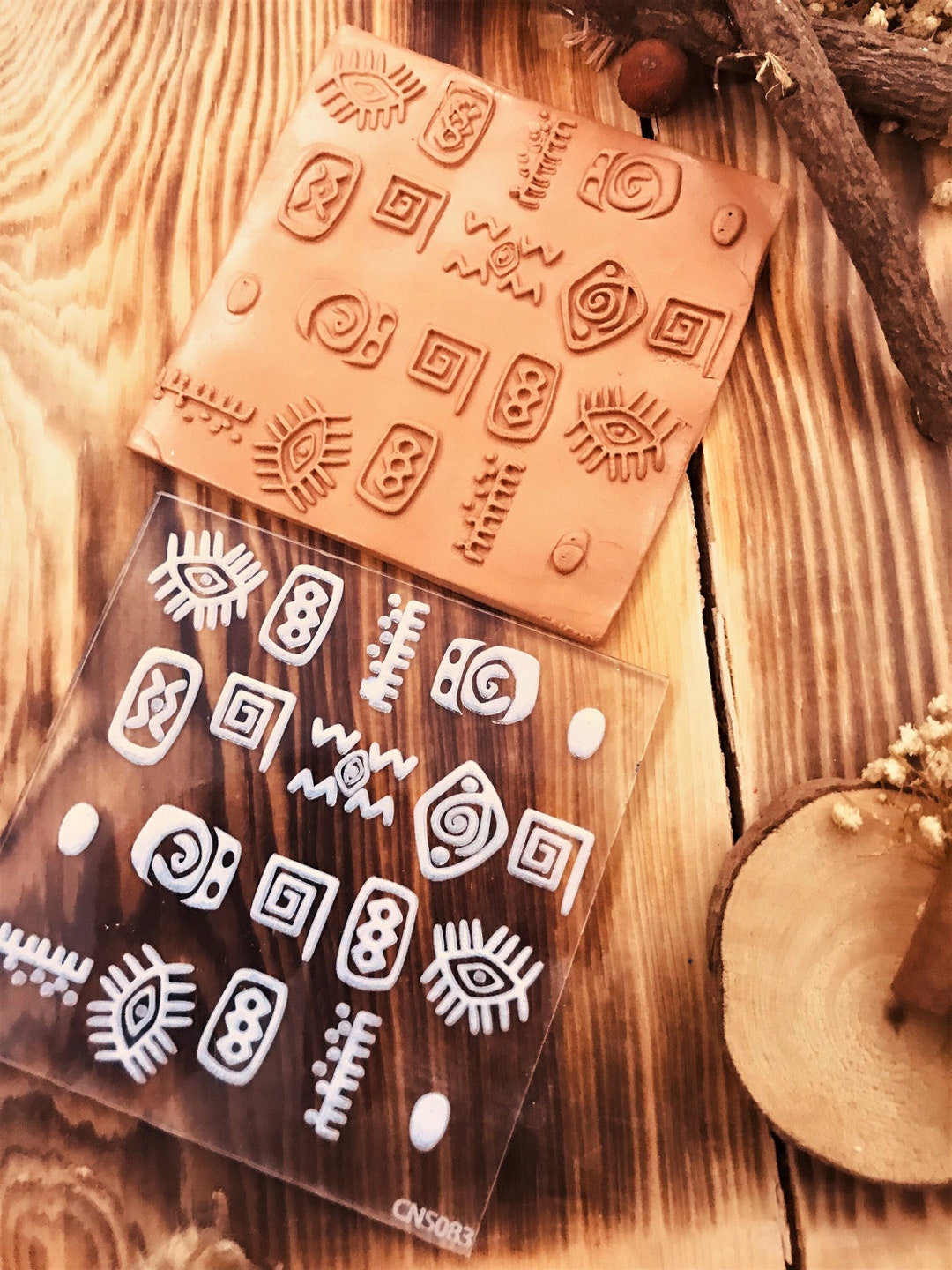 Aztec Texture Mat: Rubber or Acrylic Stamp for Clay Crafts (10x10 Cm ...