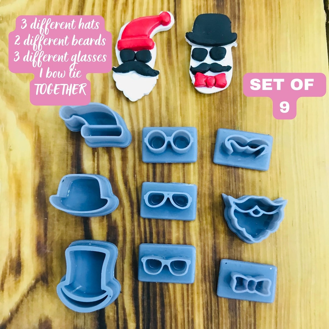 Santa Claus Polymer Clay Cutters: Beards, Glasses, Hats - Set of 9 - Etsy
