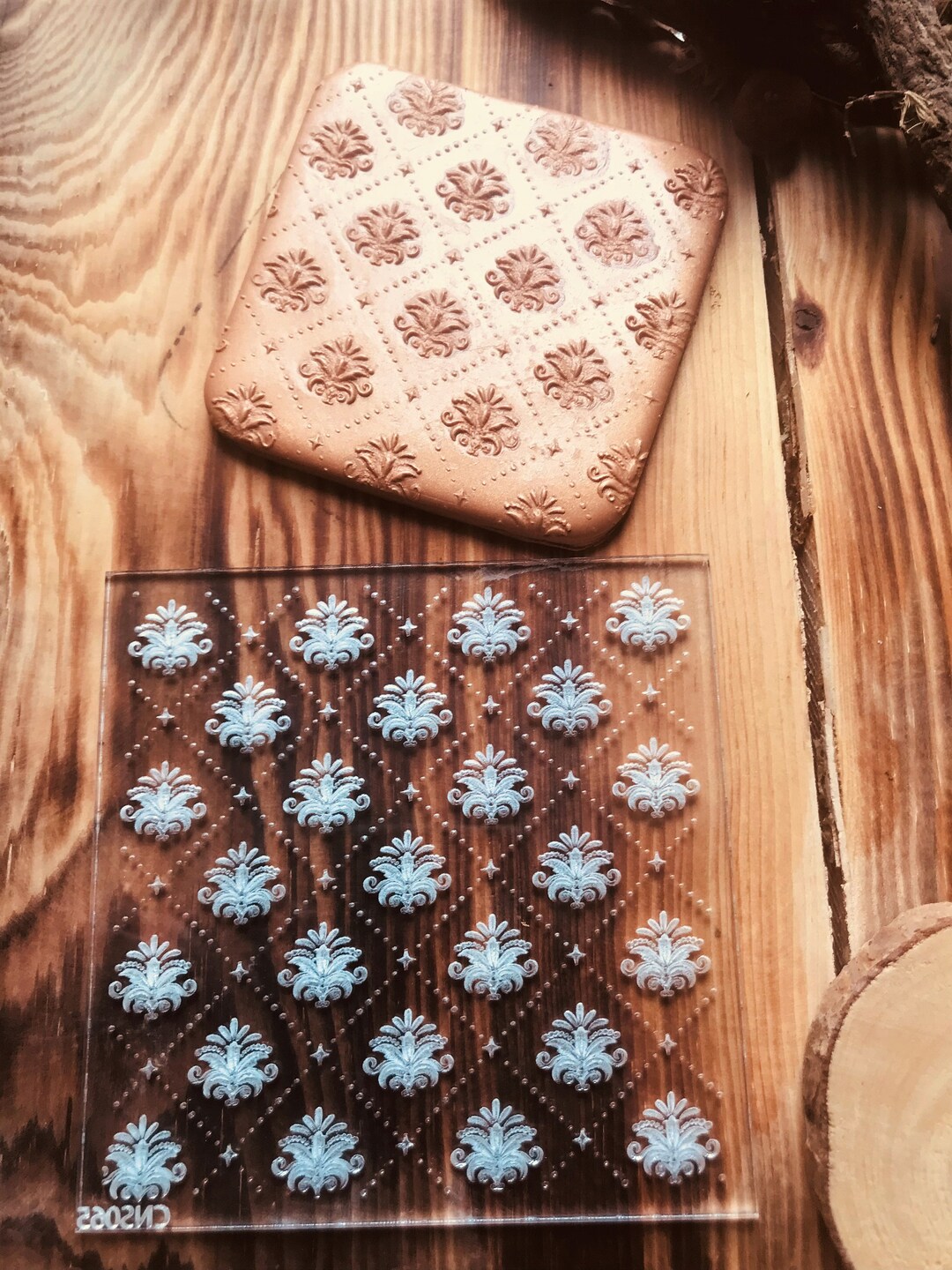 Baroque5 Pattern Polymer Clay, Embossing Stamp, Acrylic Impression Mat ...