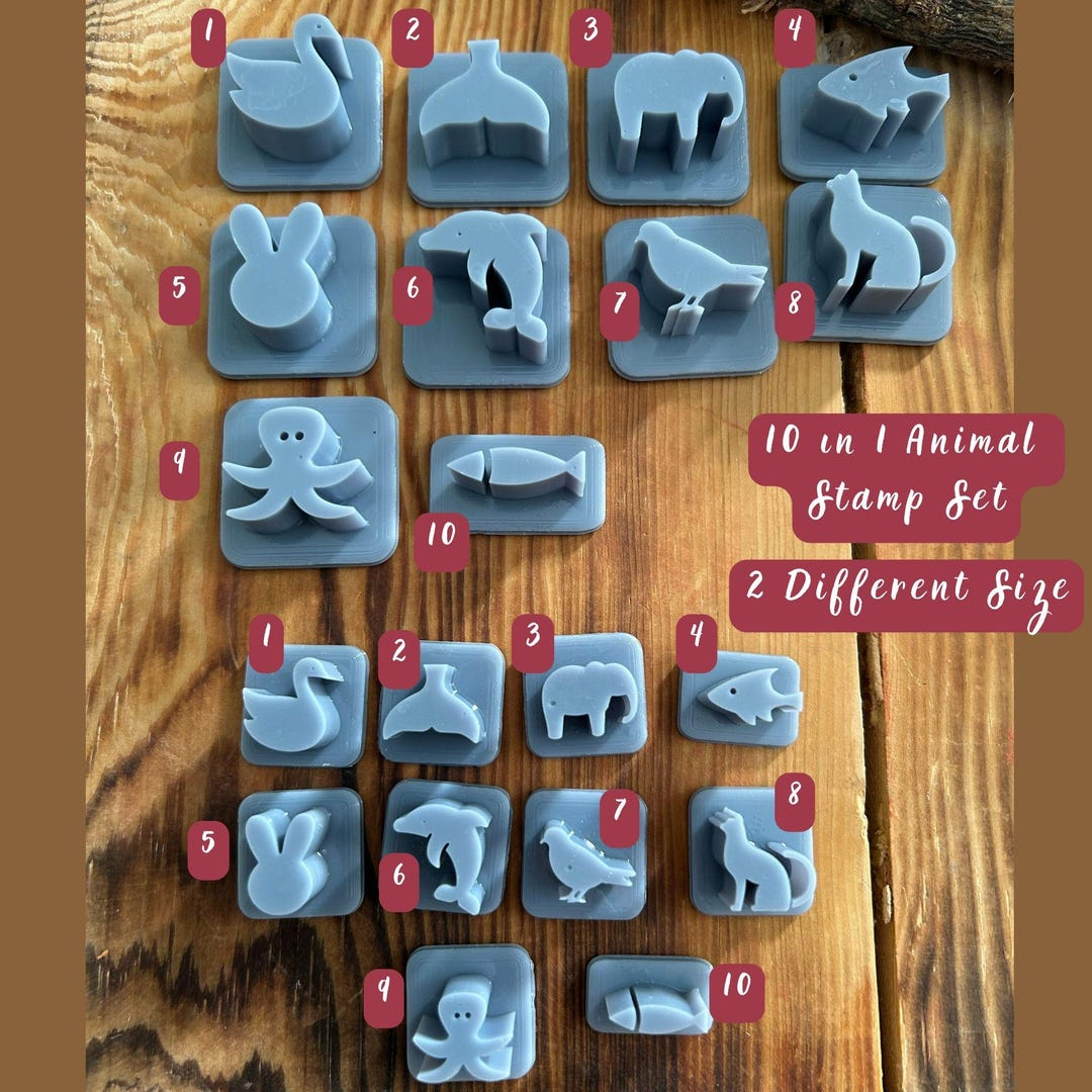 10-piece Animal Design Clay Stamp Set – Resin Stamps for Polymer Clay ...